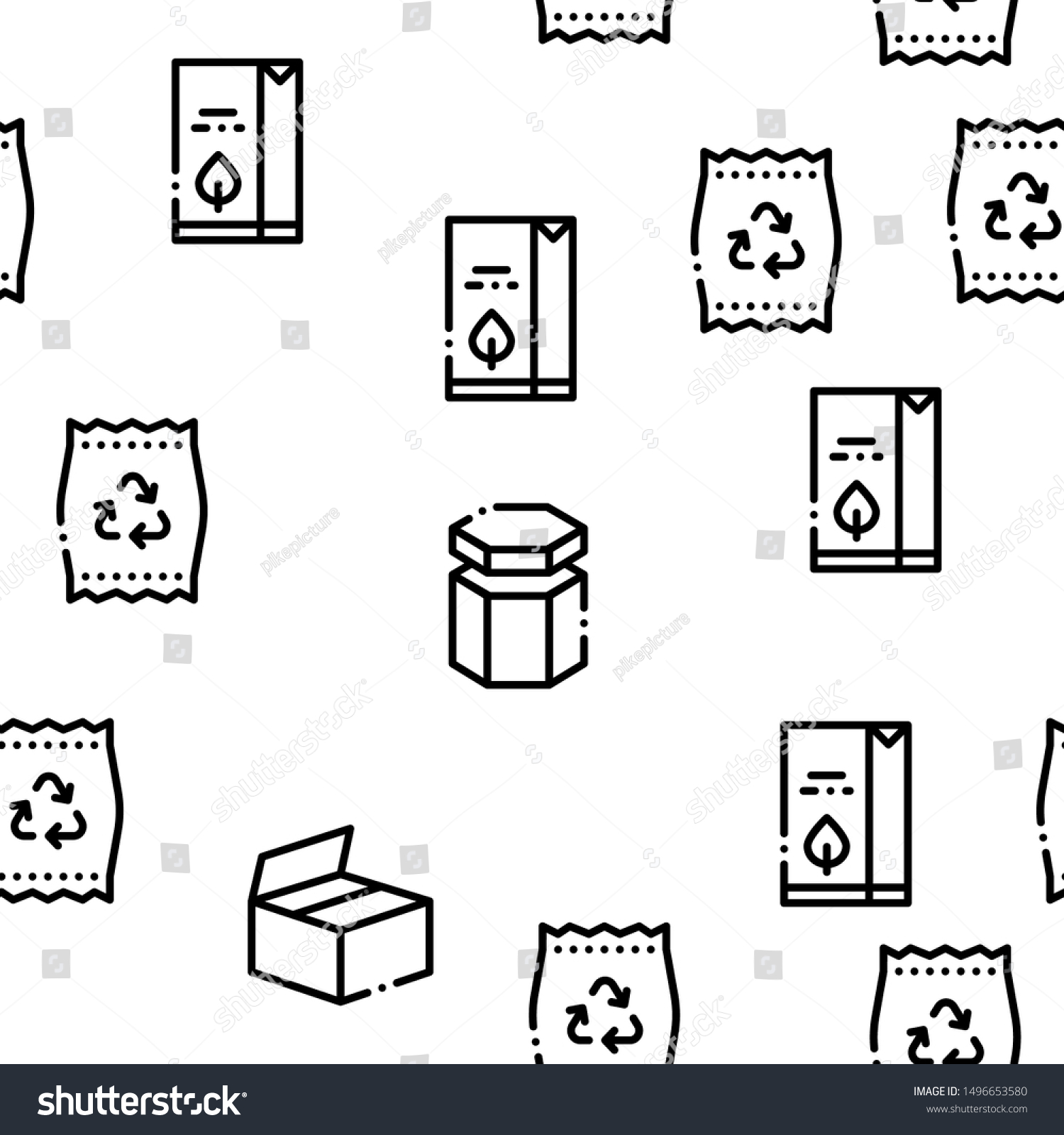 Packaging Seamless Pattern Vector Linear Pictograms Stock Vector ...