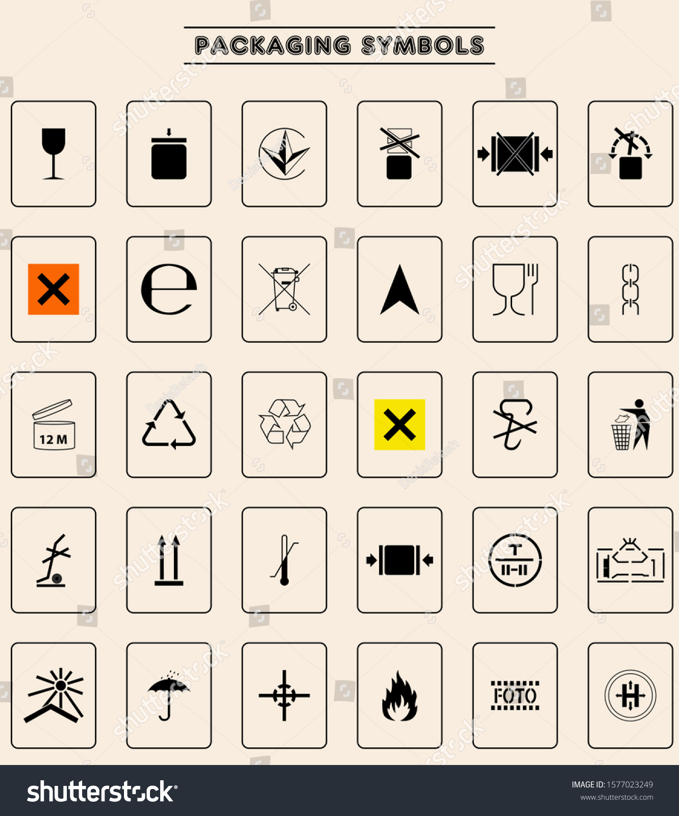 Packaging Symbols On Cardboard Boxesvector Illustration Stock Vector ...