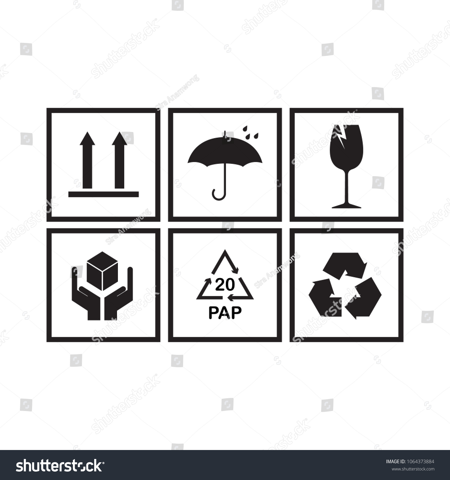 Vektor Stok Packaging Symbols Set Vector Illustration (Tanpa Royalti ...