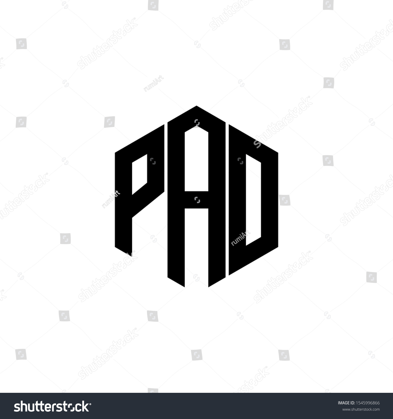 Padletter Logo Design Polygon Monogram Icon Stock Vector (Royalty Free ...