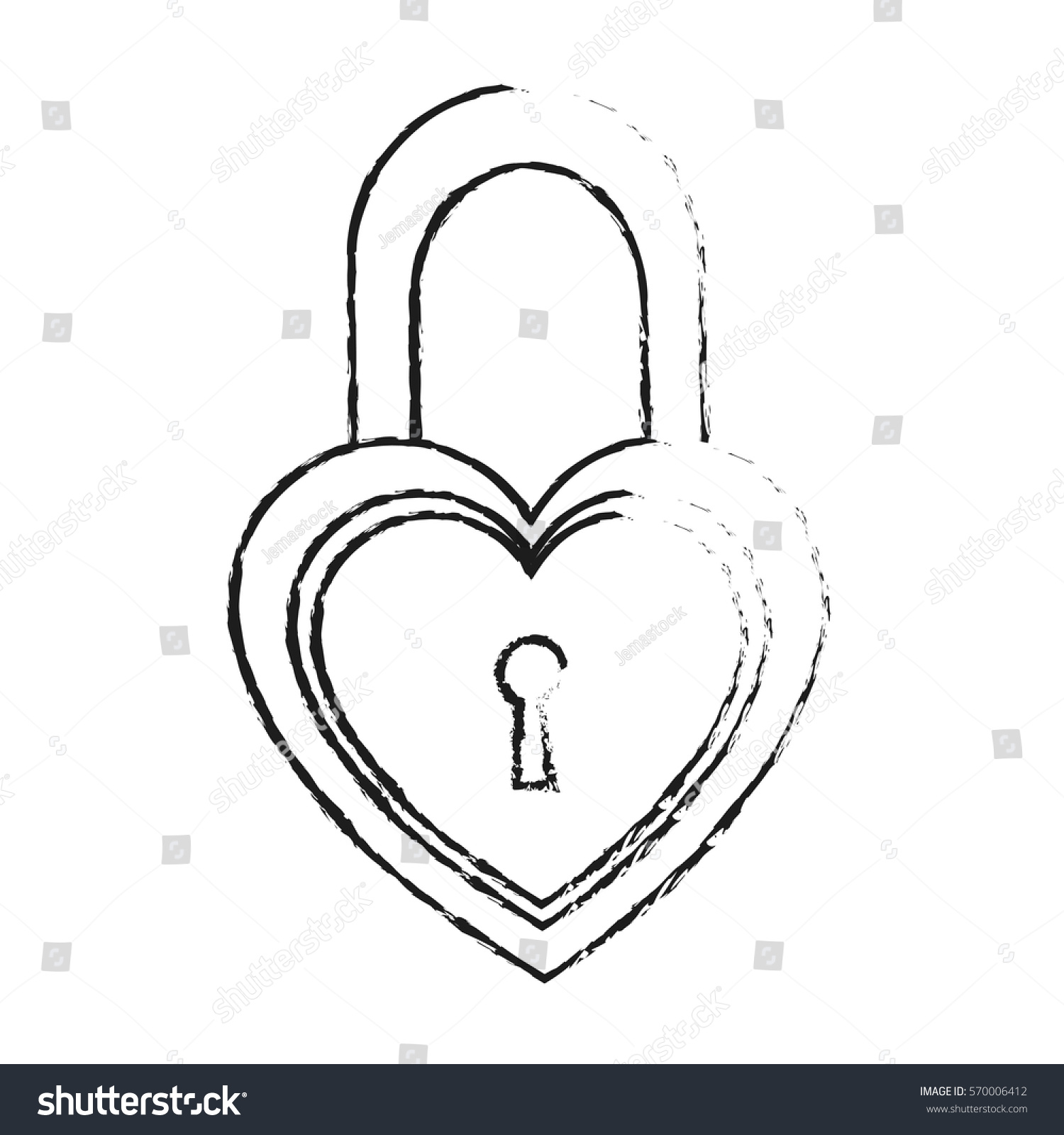 Padlock Heart Shape Stock Vector (Royalty Free) 570006412
