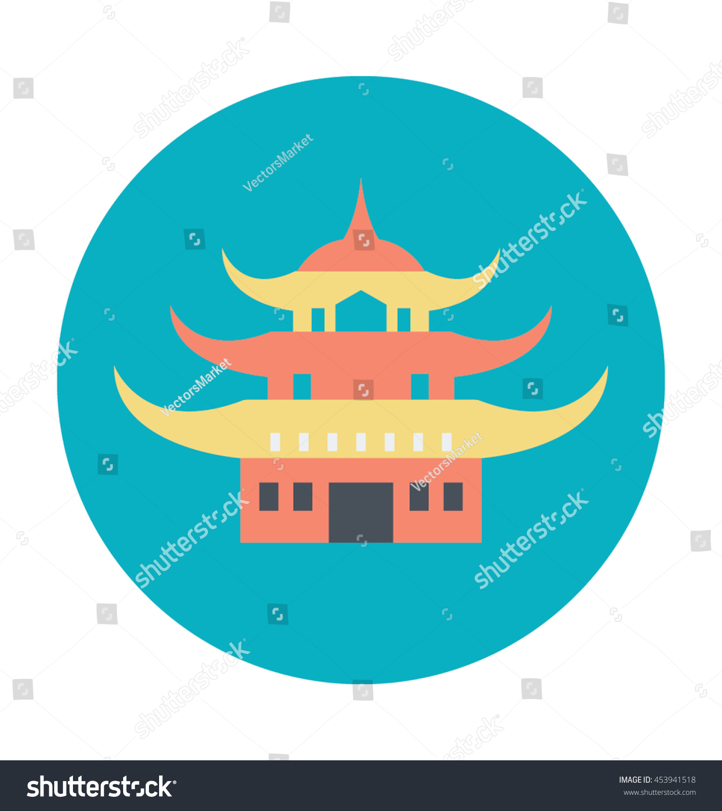 Pagoda Colored Vector Illustration Stock Vector (Royalty Free) 453941518
