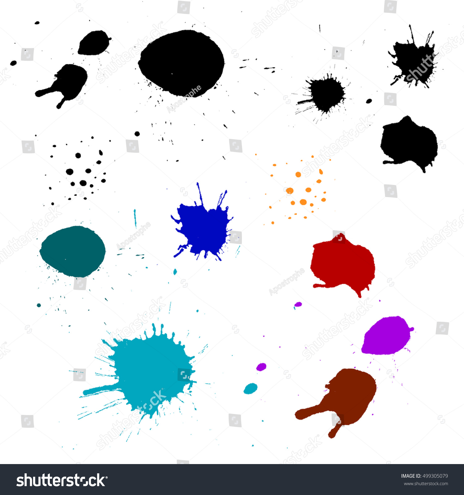 Paint Blobs Ink Blot Drips Vector Stock Vector (Royalty Free) 499305079 ...