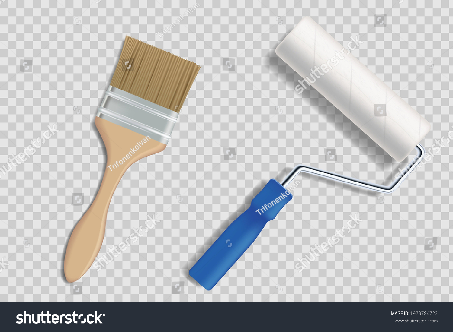 Paint Roller Brush Tools Objects Isolated Stock Vector (Royalty Free ...