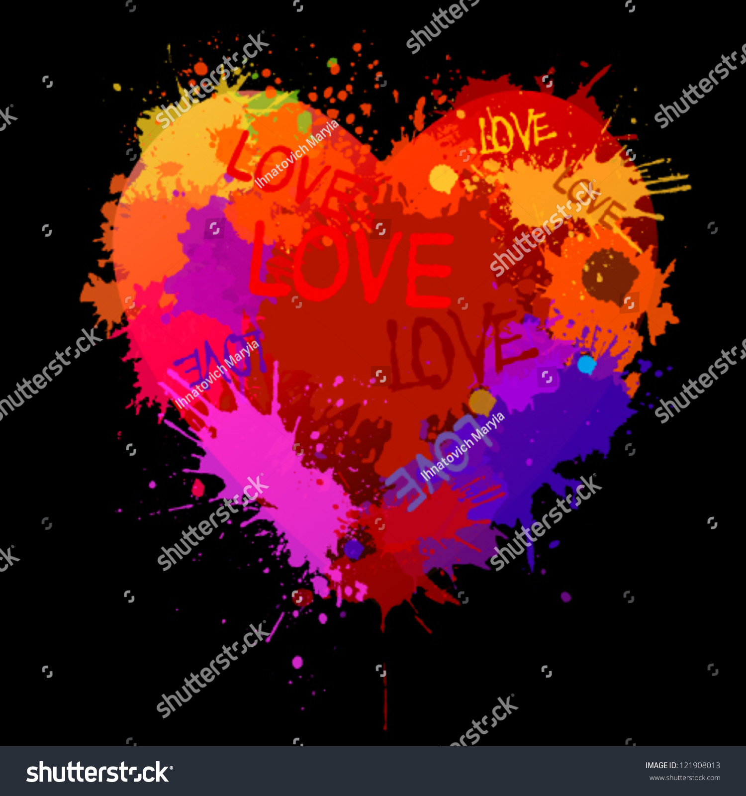 Paint Splatter Heart Vector Illustration: vector de stock (libre de ...