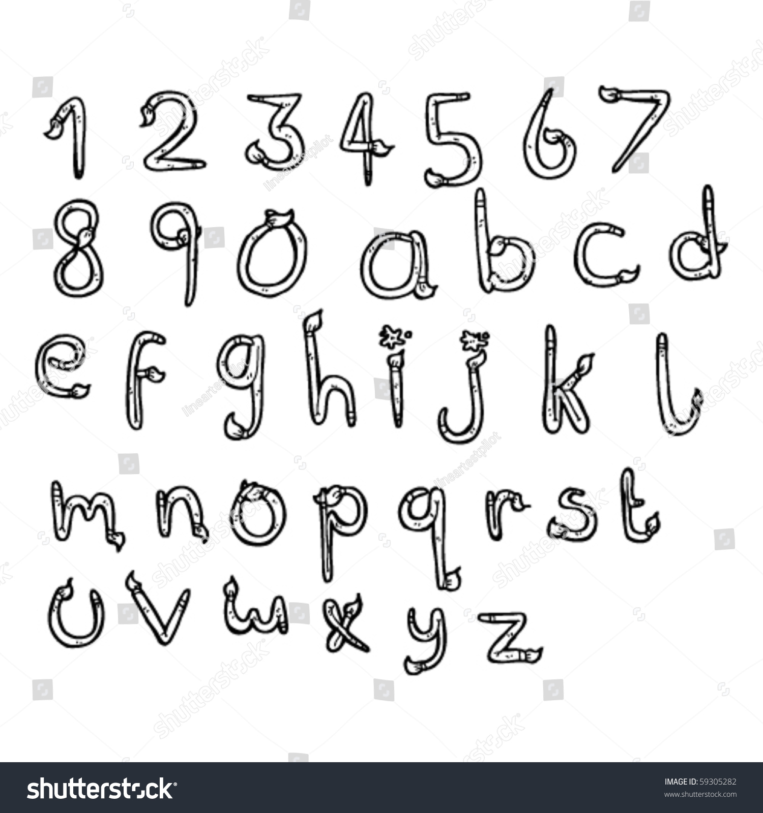 Paintbrush Alphabet Drawing Stock Vector (Royalty Free) 59305282