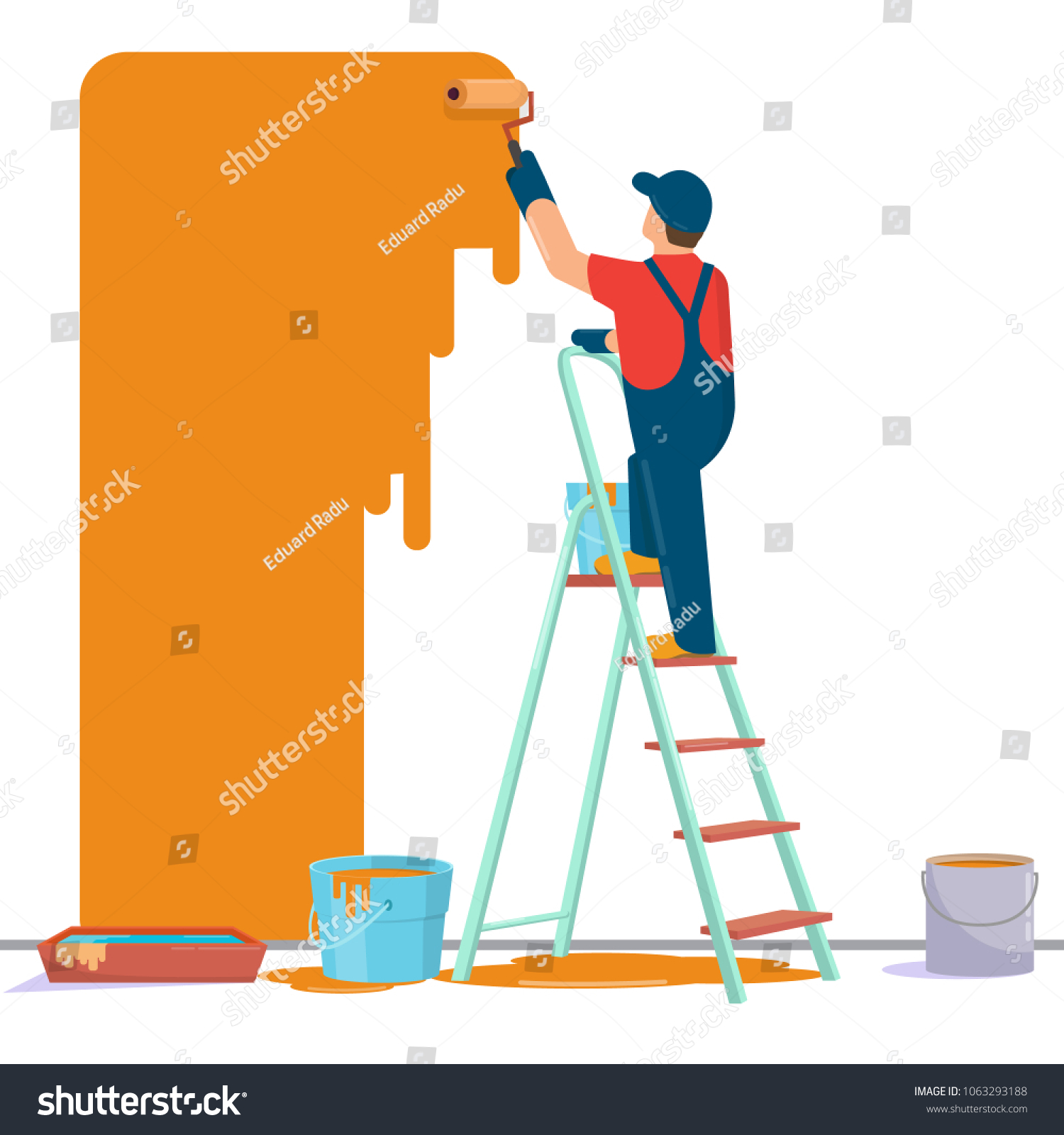 Painter Painting Wall Stock Vector (Royalty Free) 1063293188 | Shutterstock