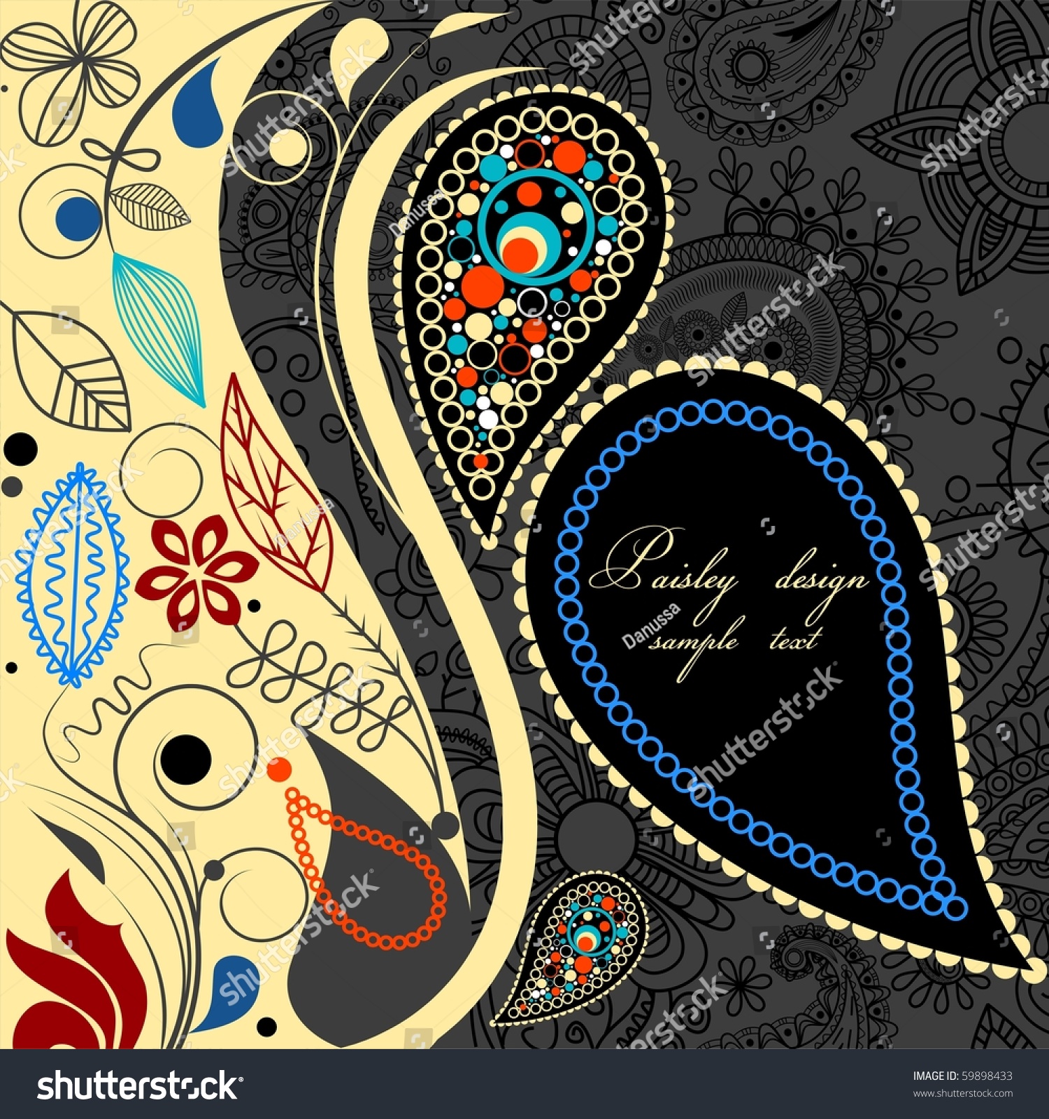 Paisley Floral Background Stock Vector (Royalty Free) 59898433 ...