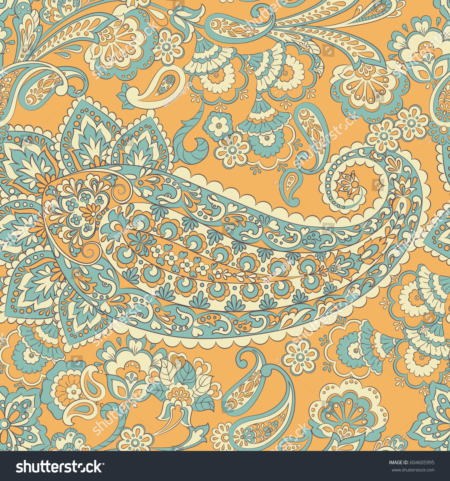 Paisley Pattern Seamless Asian Textile Background Stock Vector (Royalty ...