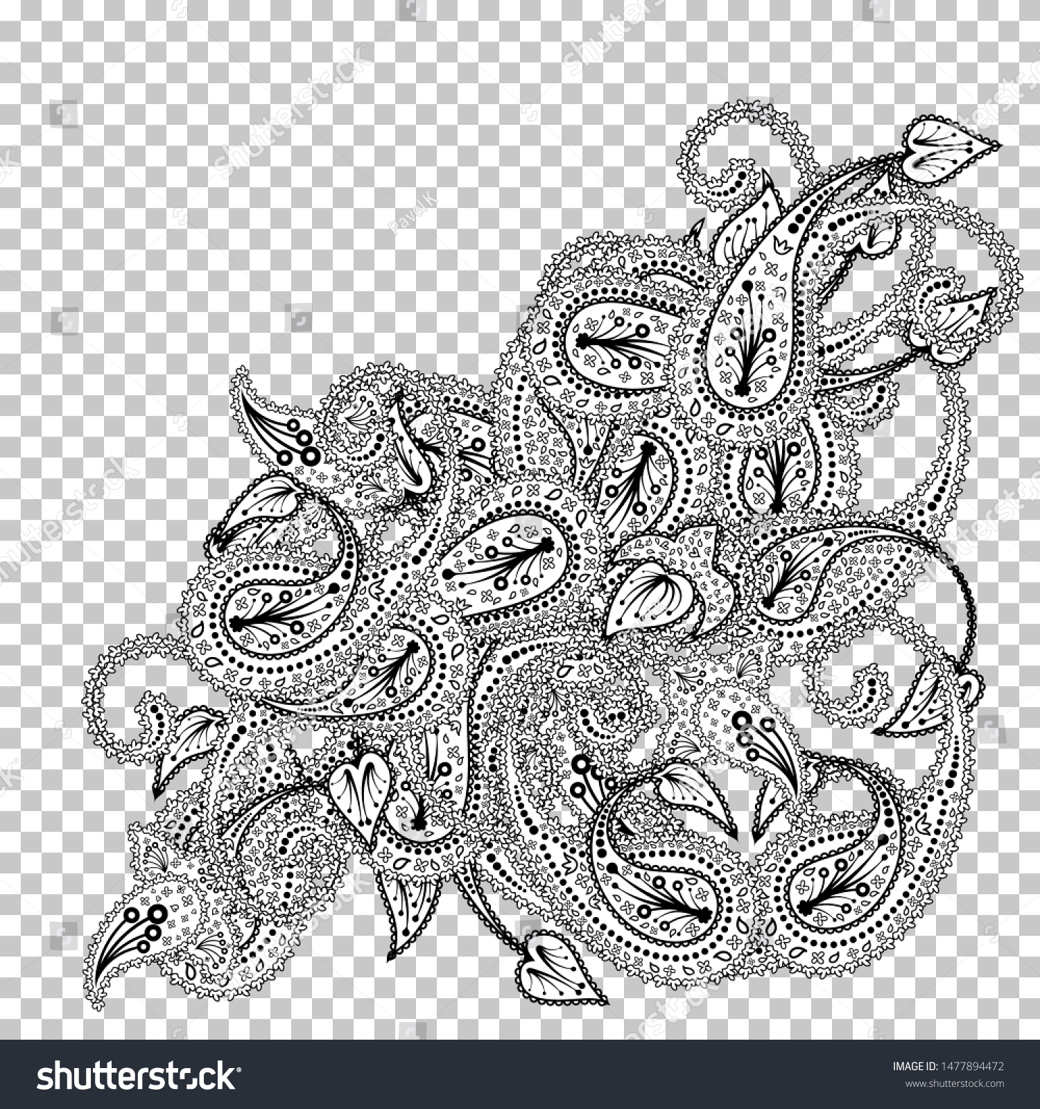 Paisley Pattern Copyspace Frame Transparency Grid Stock Vector (Royalty ...