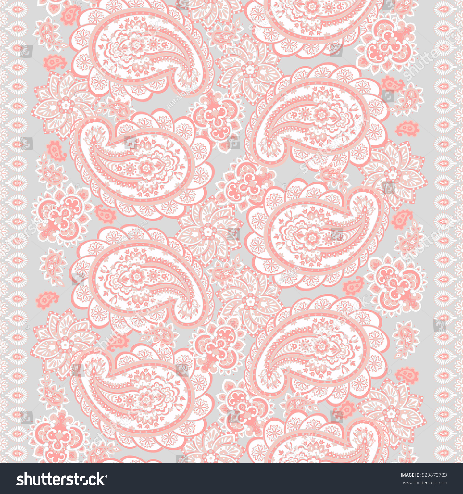 Paisley Seamless Border Pattern Vector Ethnic Stock Vector (Royalty ...