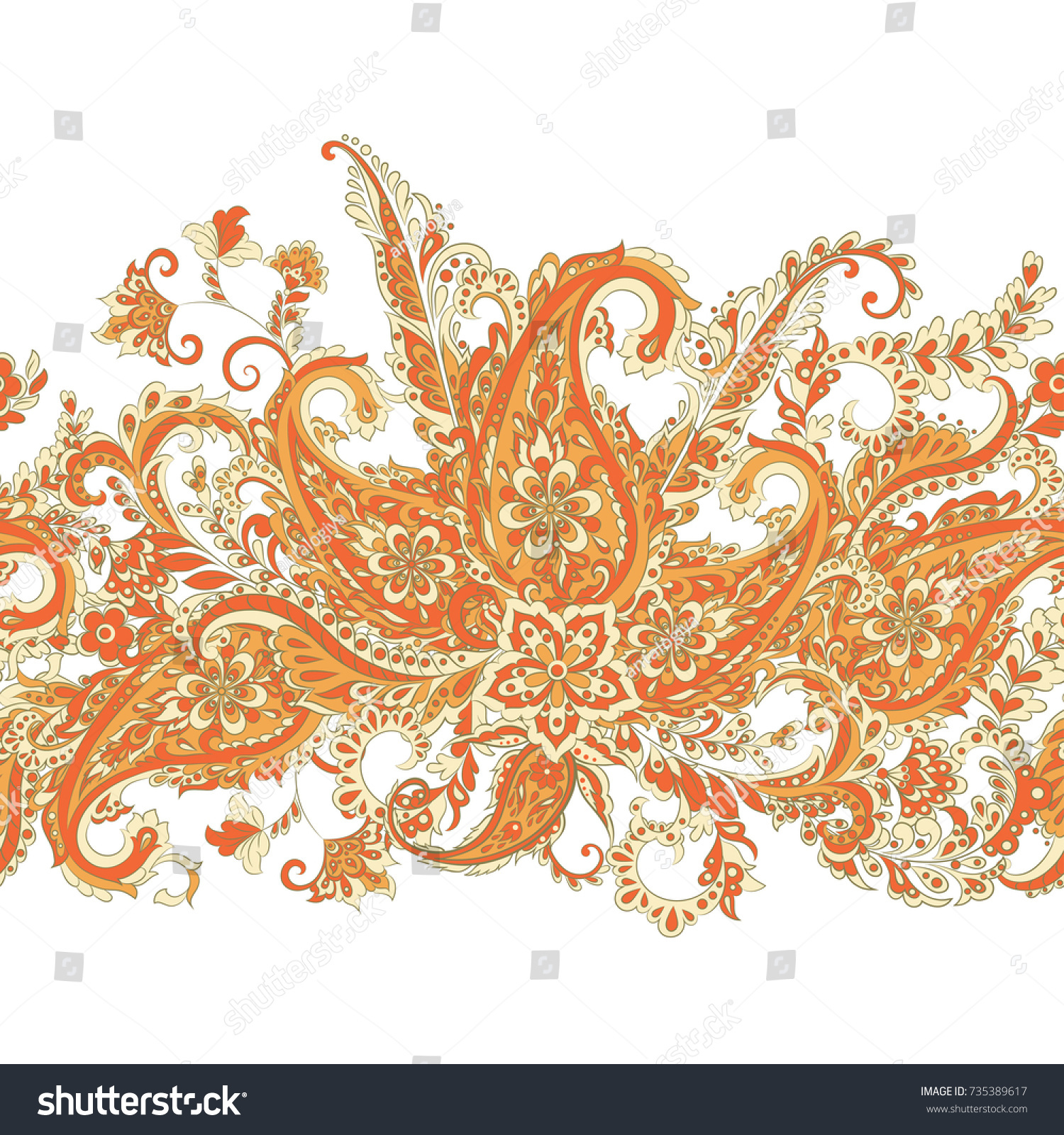 Paisley Seamless Border Pattern Vector Ethnic Stock Vector (Royalty ...