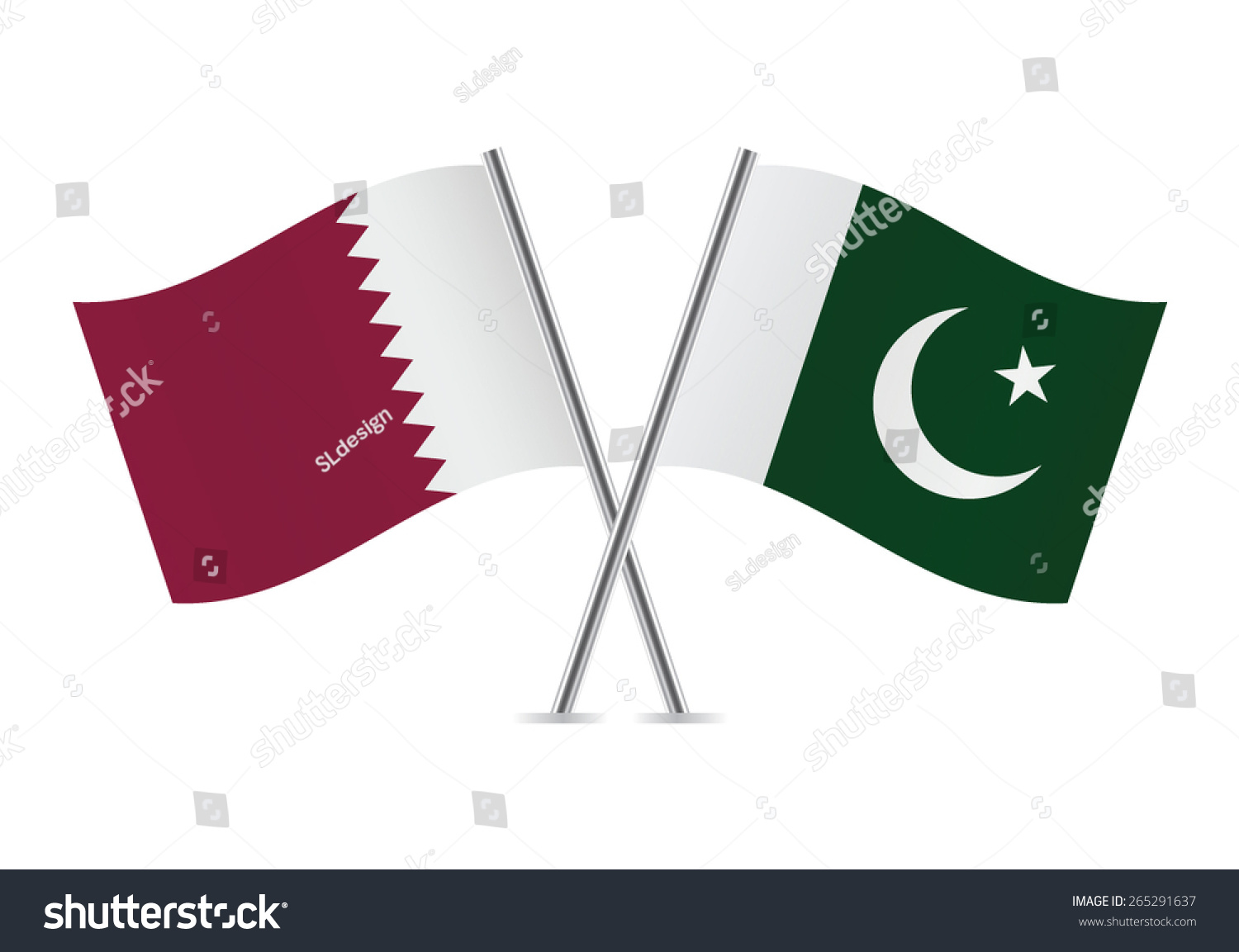 Pakistan Qatar Flags Vector Illustration Stock Vector (Royalty Free ...