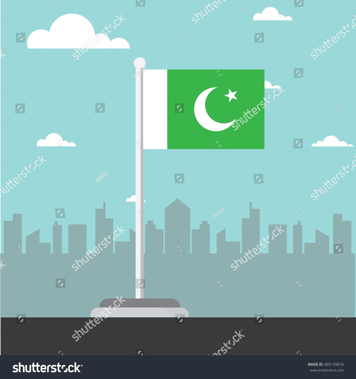 Pakistan Flag Flat Design Vector Illustration Stock Vector (Royalty ...