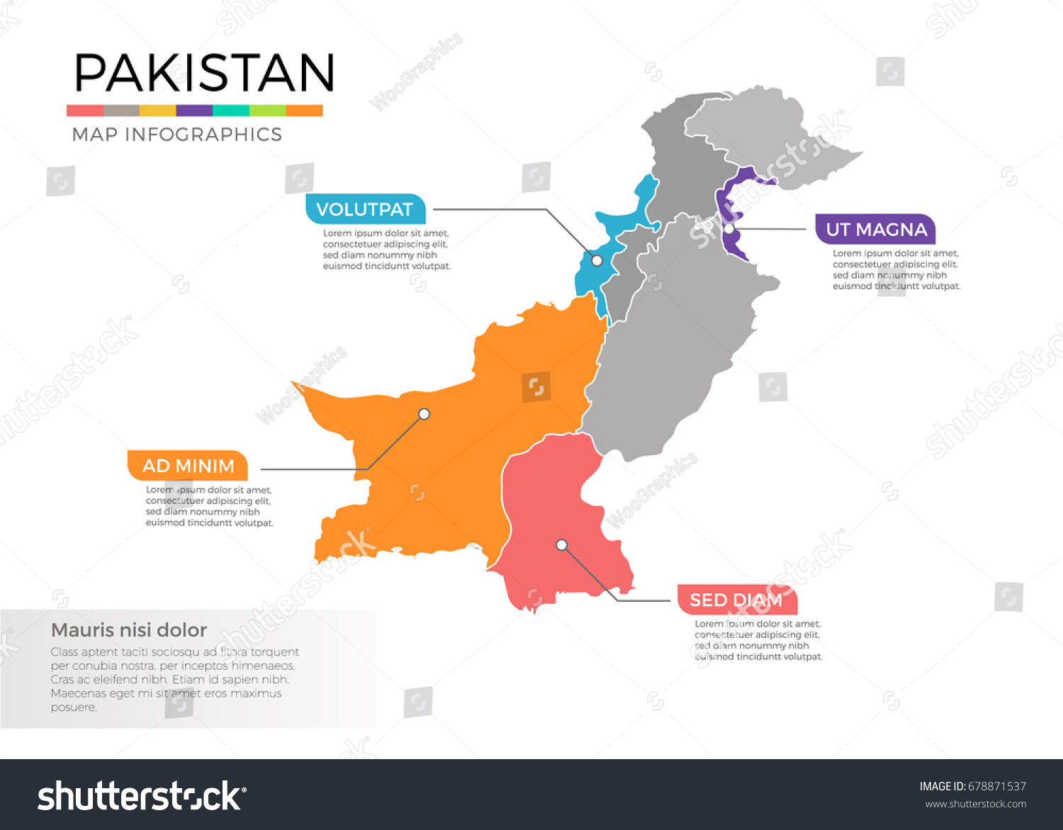 Pakistan Map Infographics Vector Template Regions: เวกเตอร์สต็อก (ปลอด ...