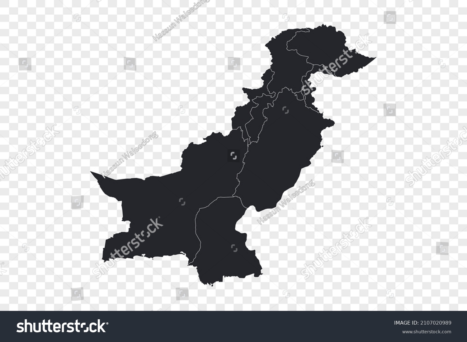 Pakistan Map Vector Isolated On Transparent Stock Vector (Royalty Free ...