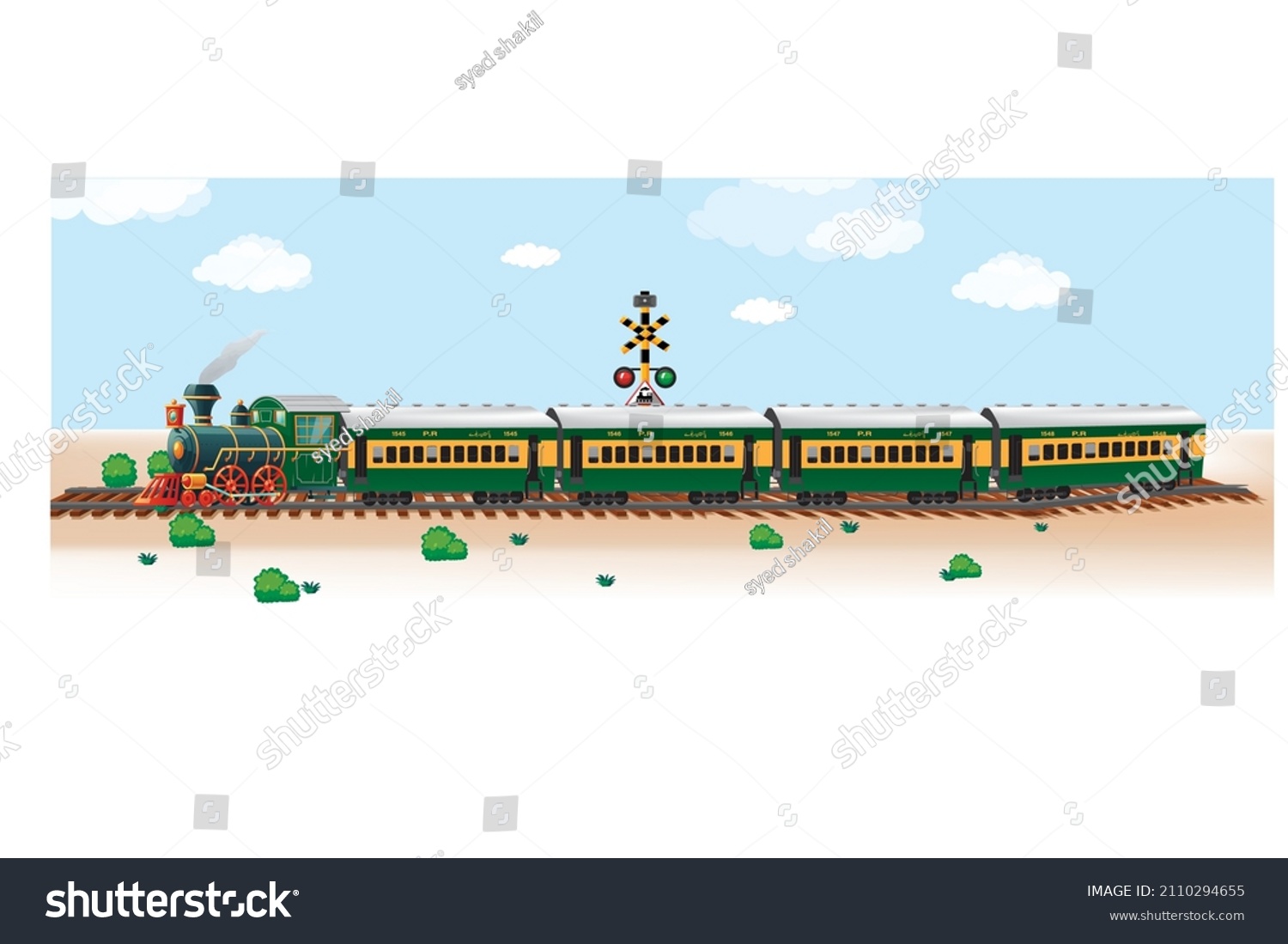 Pakistan Train Vector Art Ground Stock Vector (Royalty Free) 2110294655