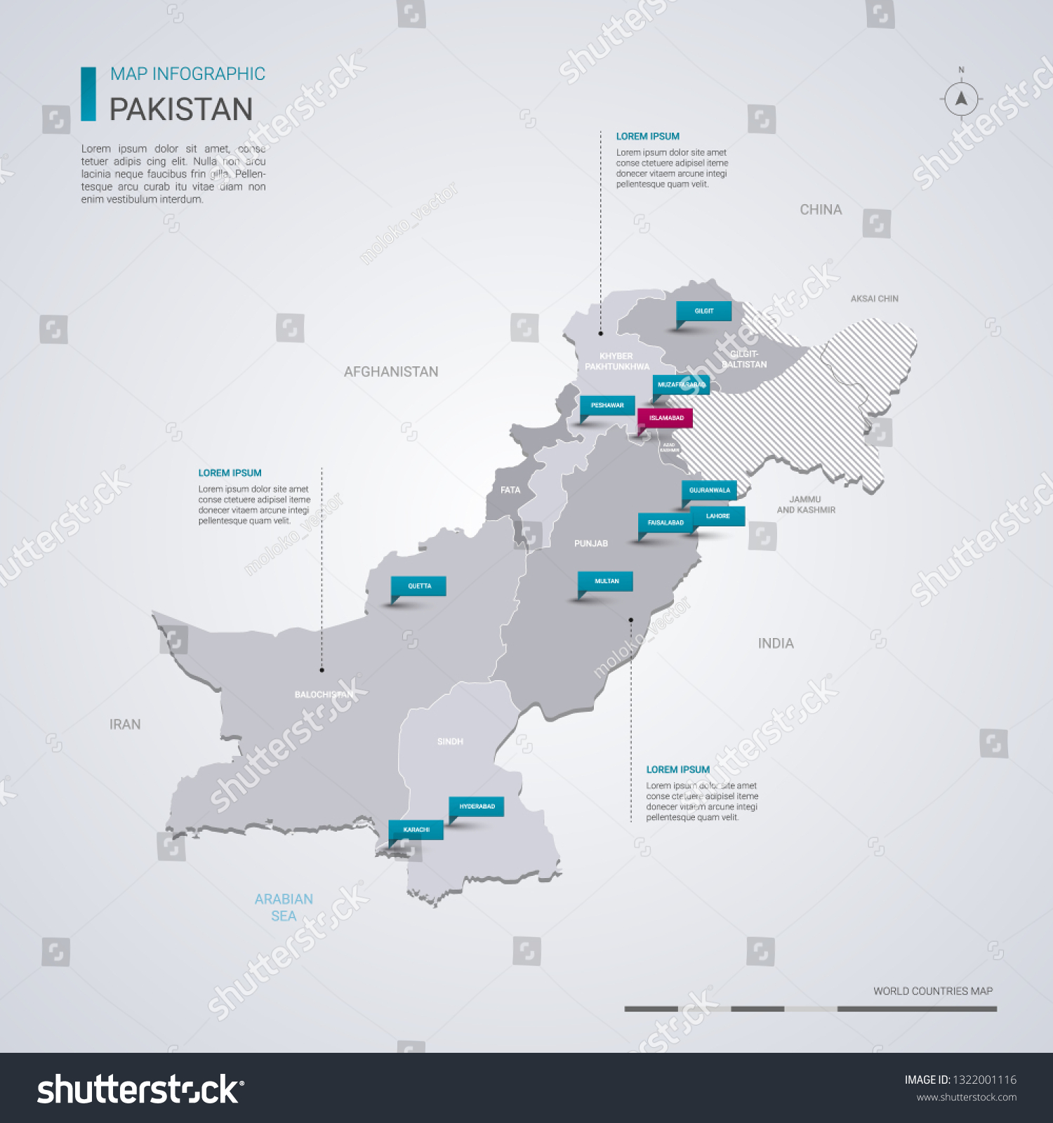 Pakistan Vector Map Infographic Elements Pointer: เวกเตอร์สต็อก (ปลอด ...