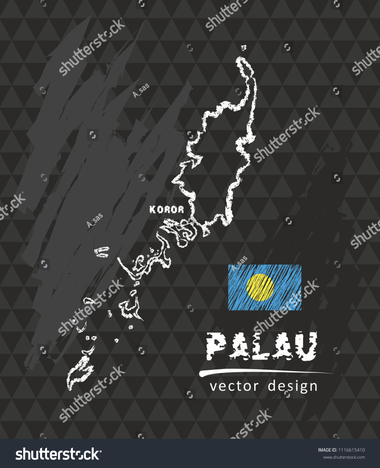 Palau Map Vector Pen Drawing On: vector de stock (libre de regalías ...