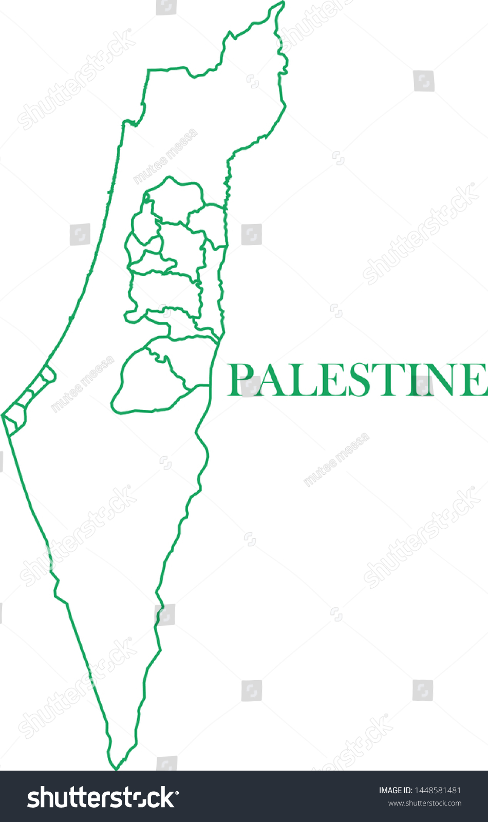 Palestine Green Line Map Vector Stock Vector (Royalty Free) 1448581481