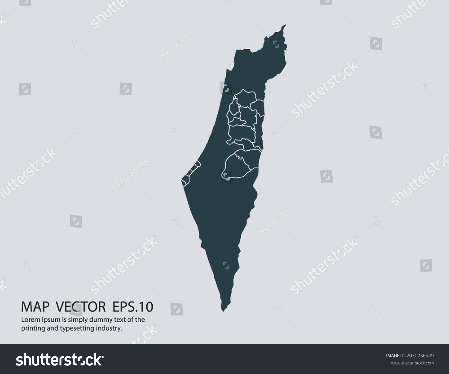 Palestine Map Vector Isolated On Gray Stock Vector (Royalty Free ...