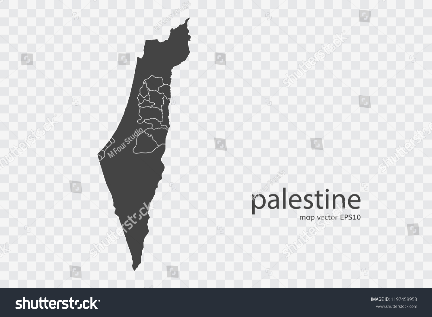 Palestine Map Vector Isolated On Transparent Stock Vector (Royalty Free ...