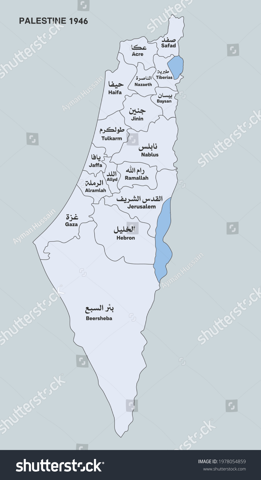 Palestine Map Cities Vector Stock Vector (Royalty Free) 1978054859 ...