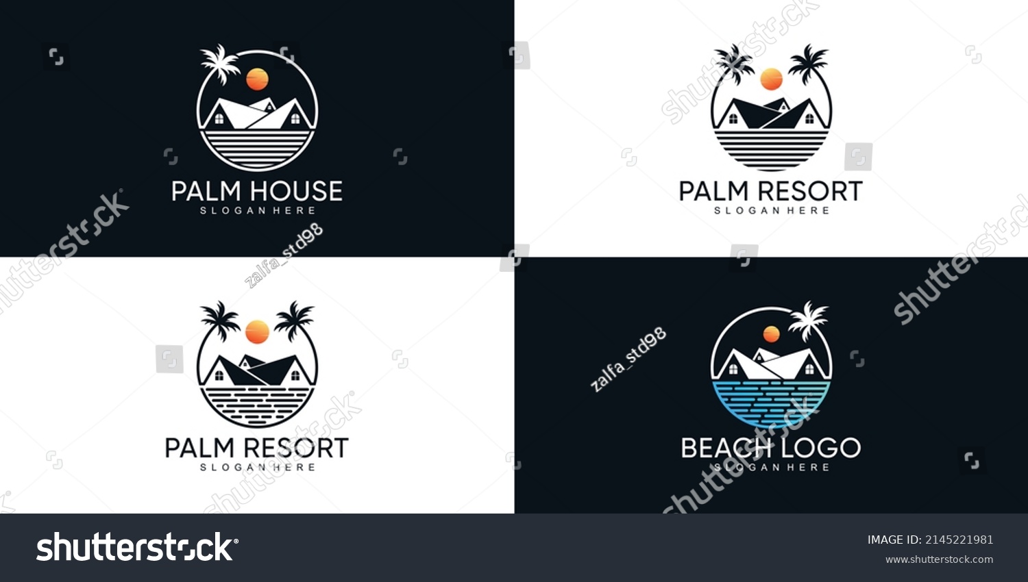 Palm Icon Set Logo Design Creative Stock Vector (Royalty Free ...