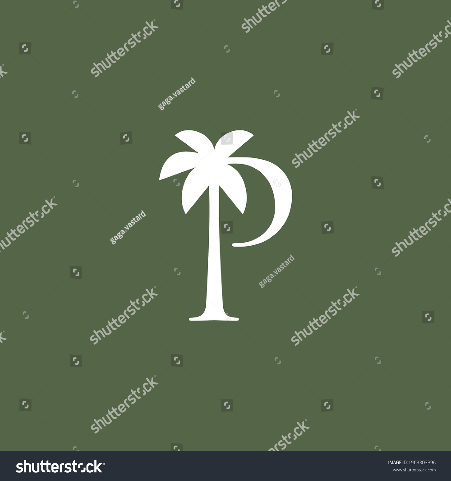 Vektor Stok Palm Tree P Letter Mark Logo (Tanpa Royalti) 1963303396 ...