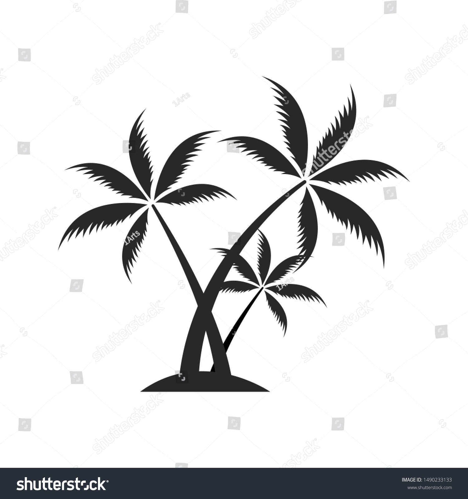 Palm Tree Silhouette Icon Simple Flat: vector de stock (libre de ...