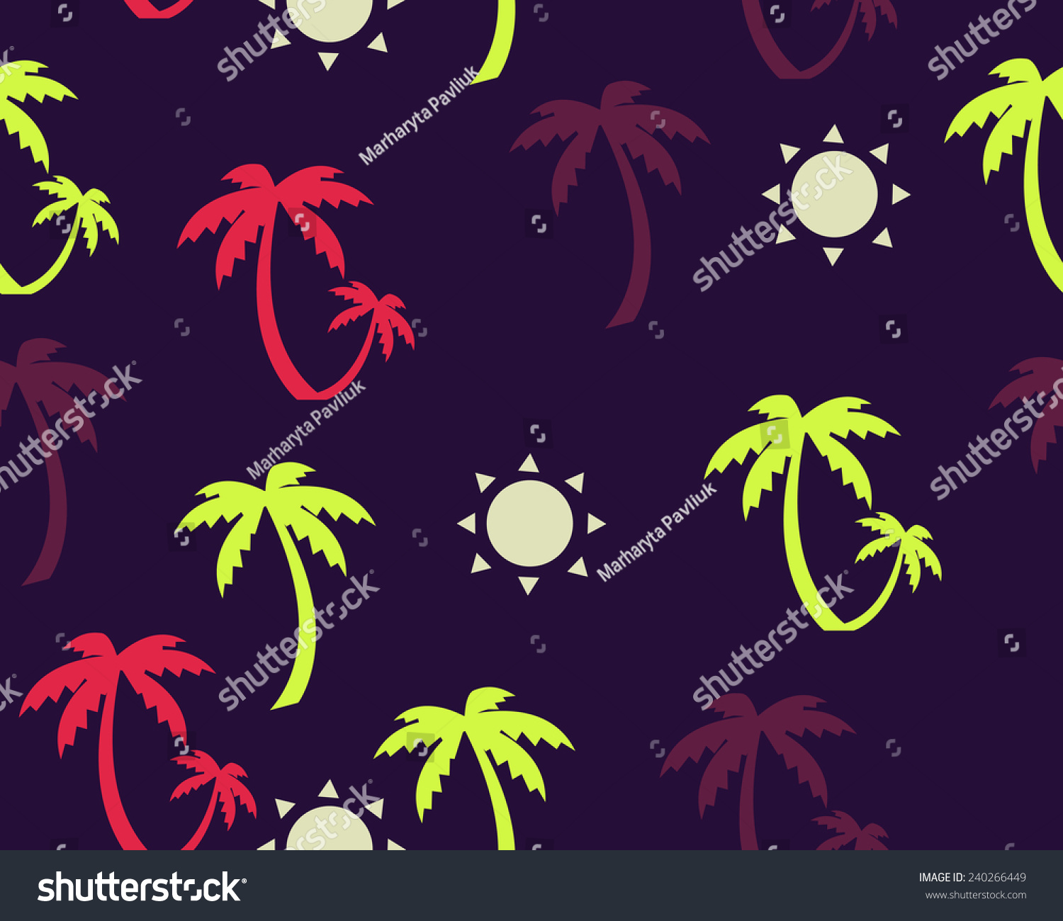 Palm Trees Sun Background Vector Seamless Stock Vector (Royalty Free ...