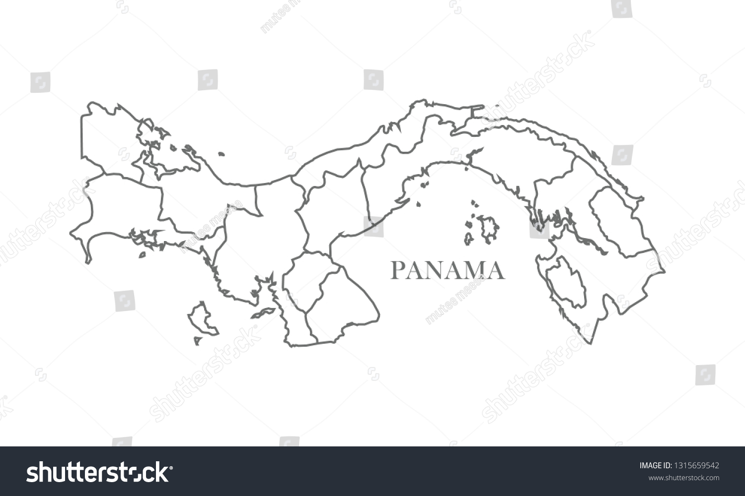 Panama Gray Line Map Stock Vector (Royalty Free) 1315659542 | Shutterstock