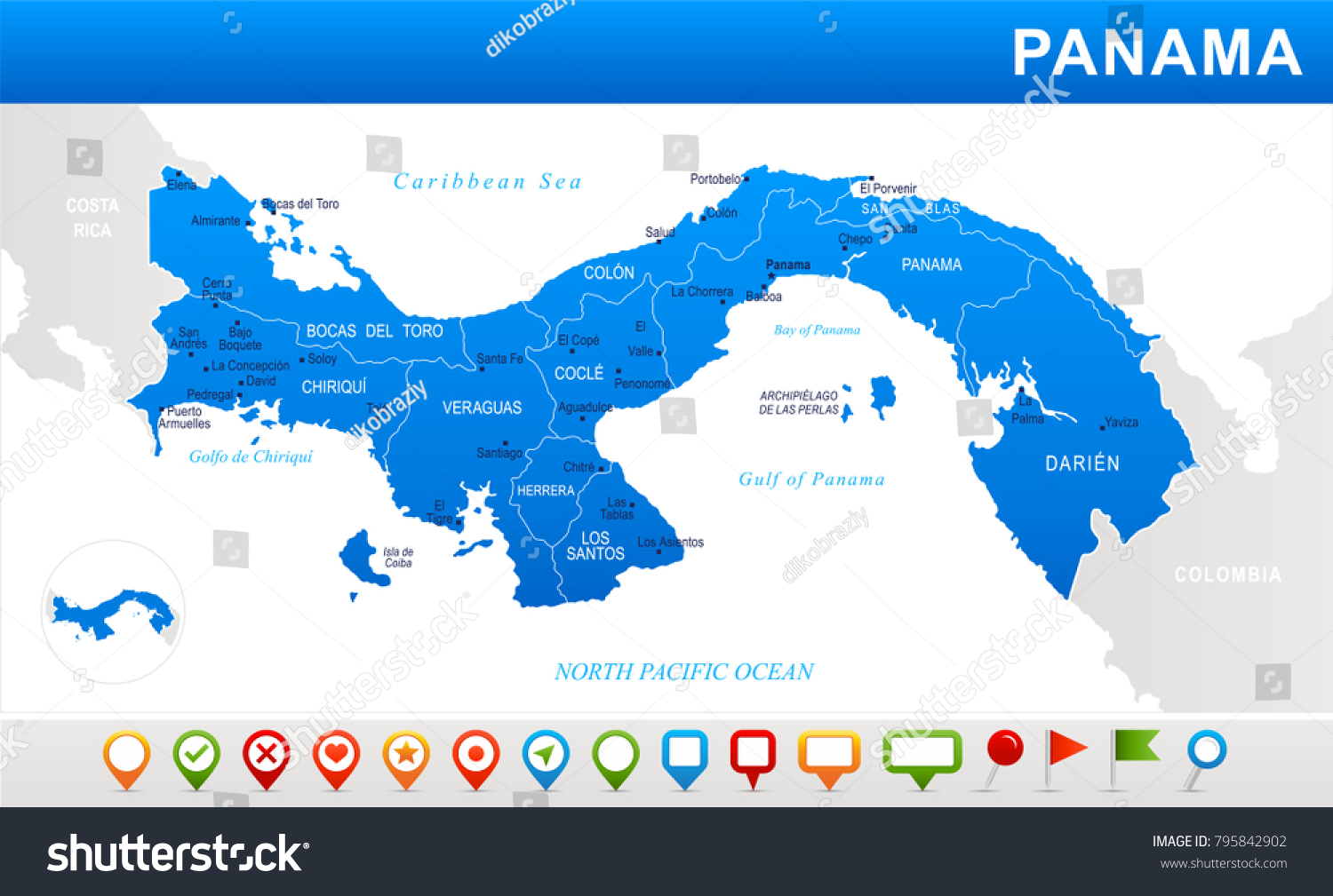 Panama Map Highly Detailed Vector Illustration Stock Vector (Royalty ...