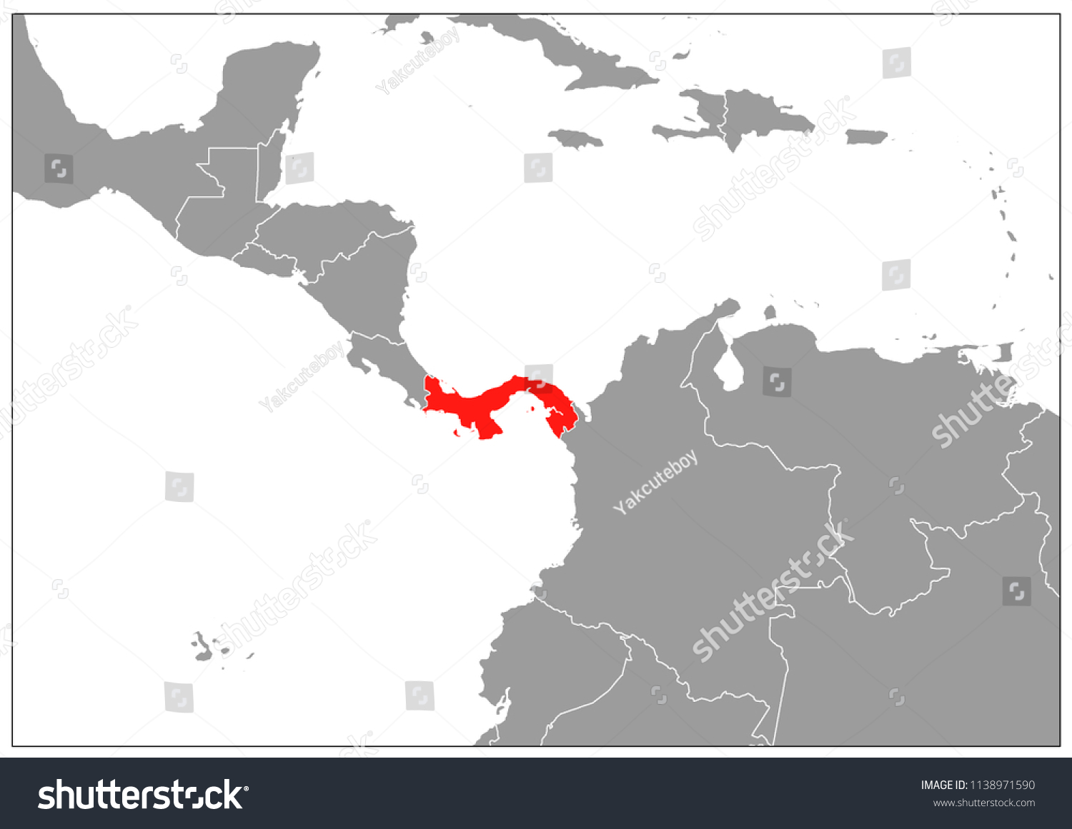 Panama Map On Gray Base: vector de stock (libre de regalías) 1138971590 ...