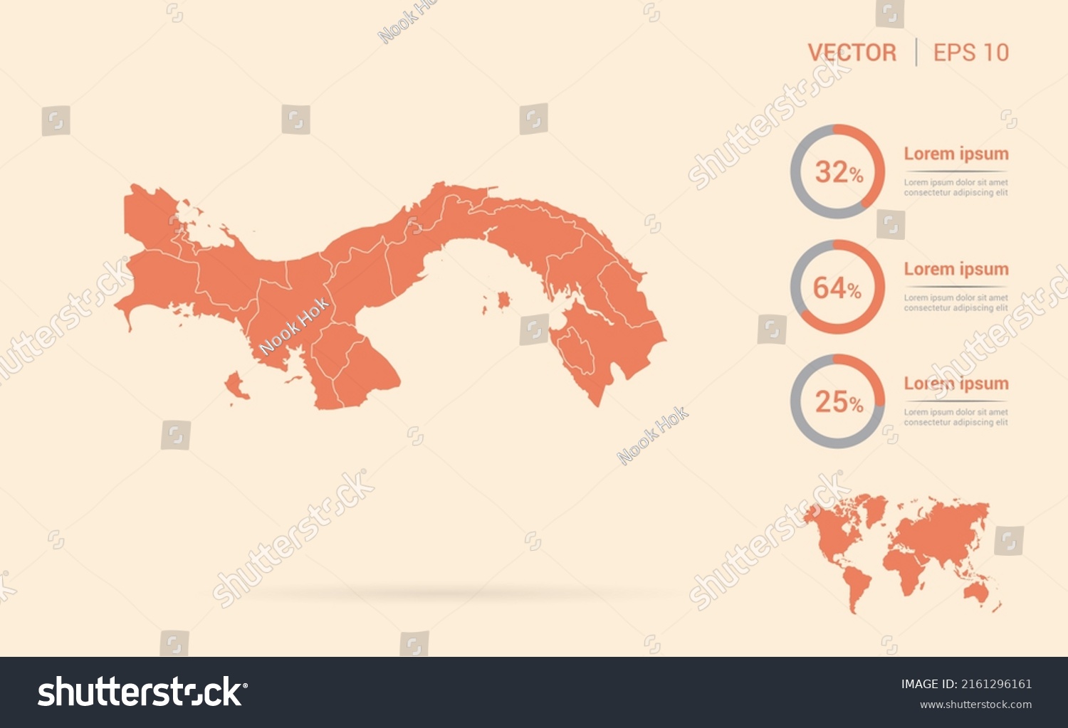 Panama Map Orange Abstract Infographic Vector Stock Vector (Royalty ...