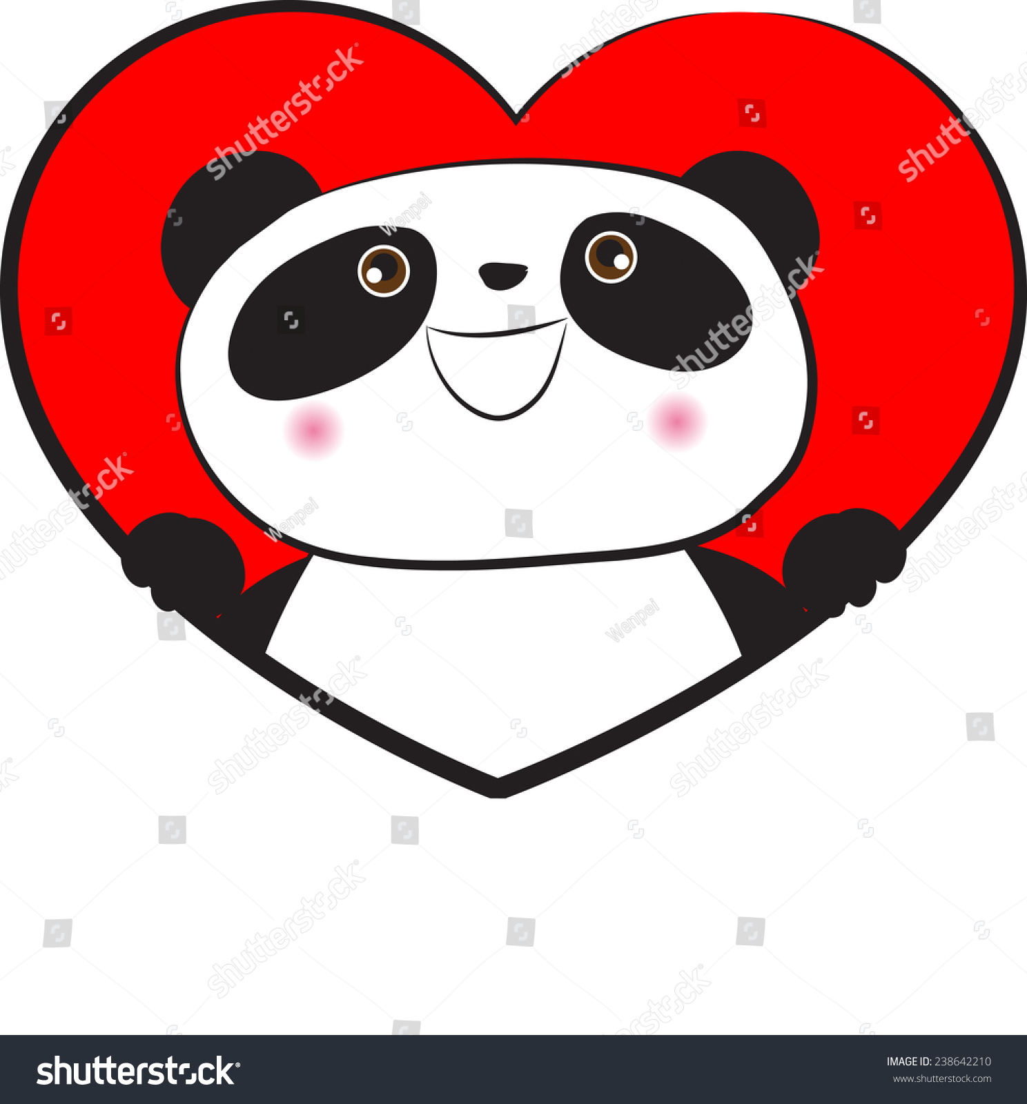 Panda Heart Shape Icon Stock Vector (Royalty Free) 238642210