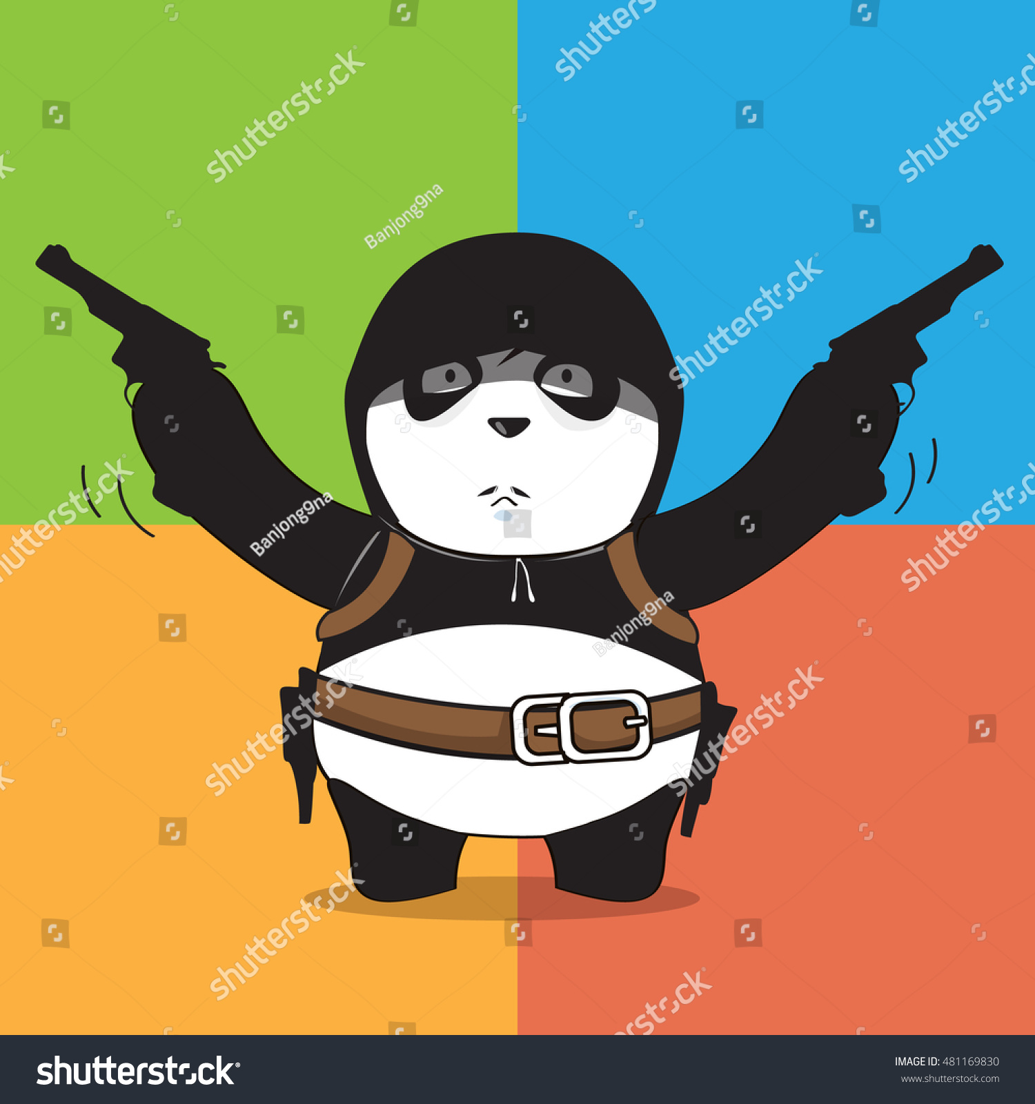 Panda Bear Cartoon Character Guns Vector: เวกเตอร์สต็อก (ปลอดค่า ...