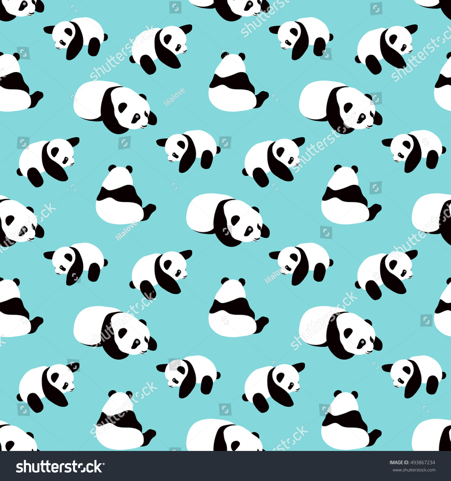 Panda sur fond vectoriel. Motif harmonieux : image vectorielle de stock ...