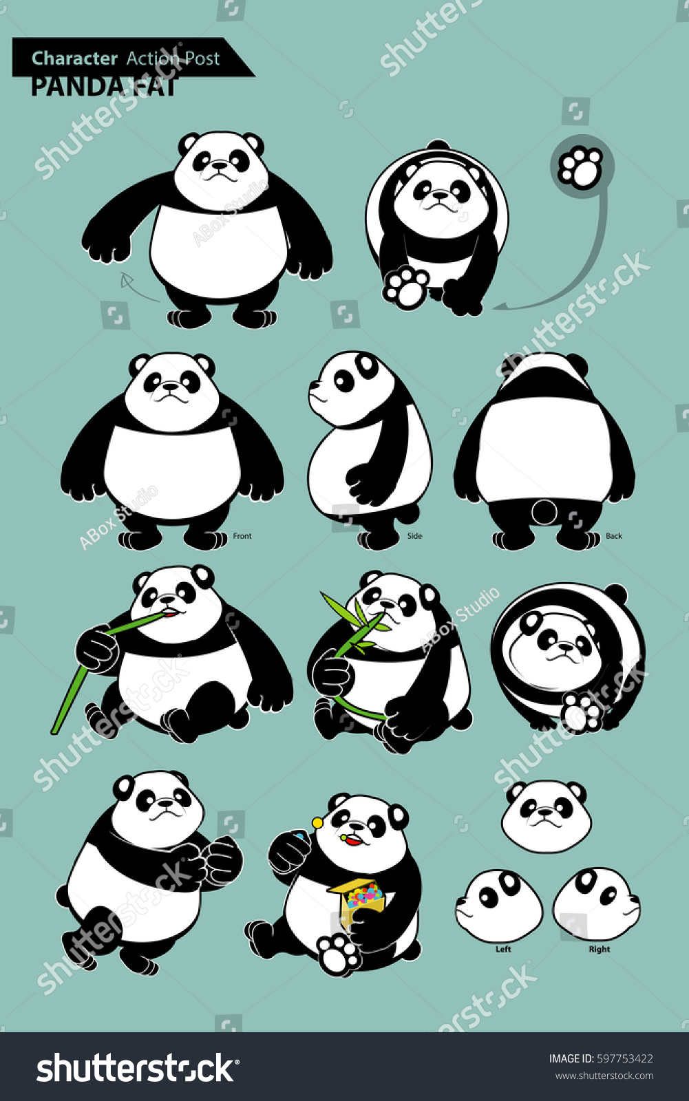 Panda Fat Character Design Set : image vectorielle de stock (libre de ...