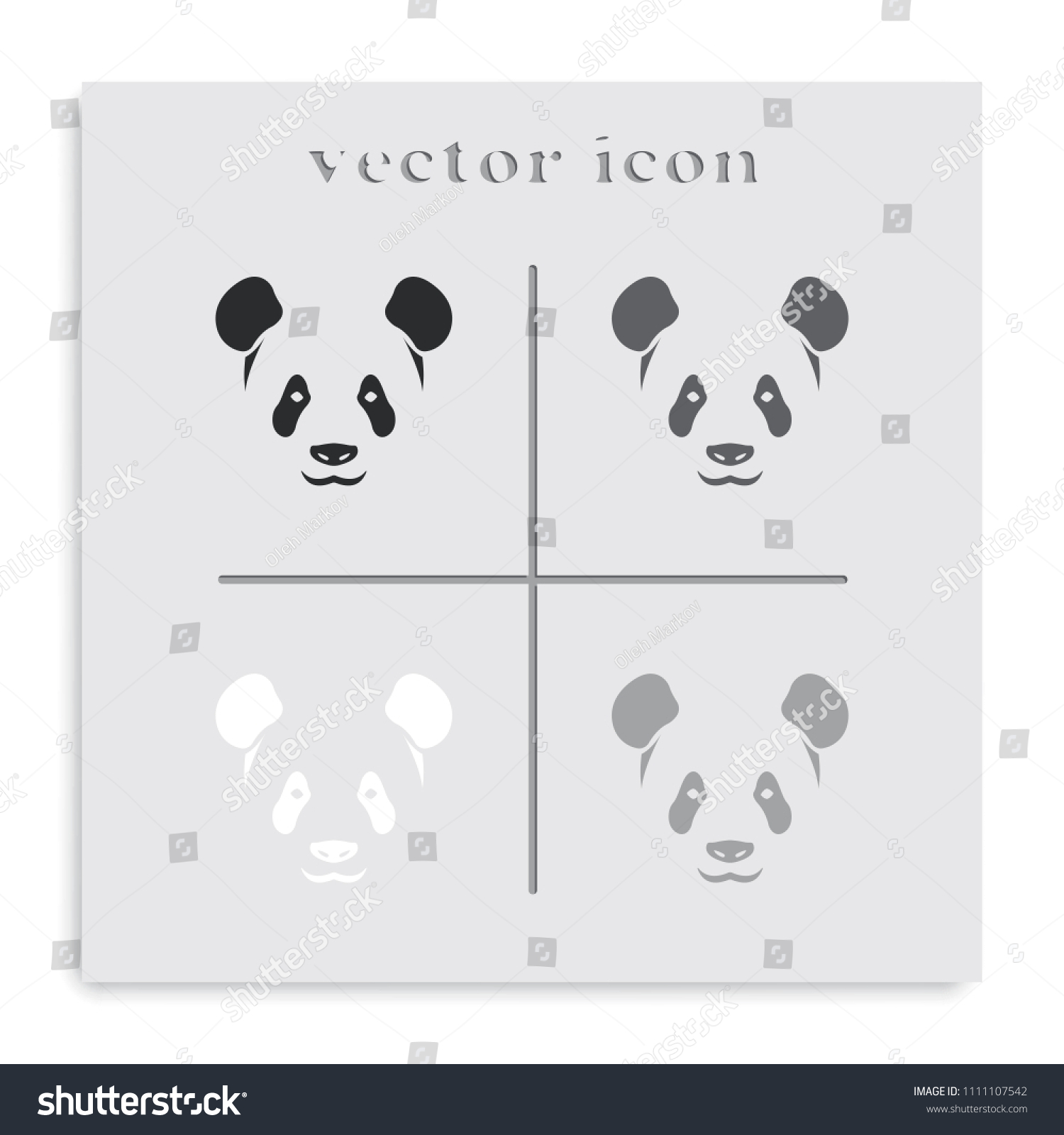 Panda Flat Black White Vector Icon : image vectorielle de stock (libre ...