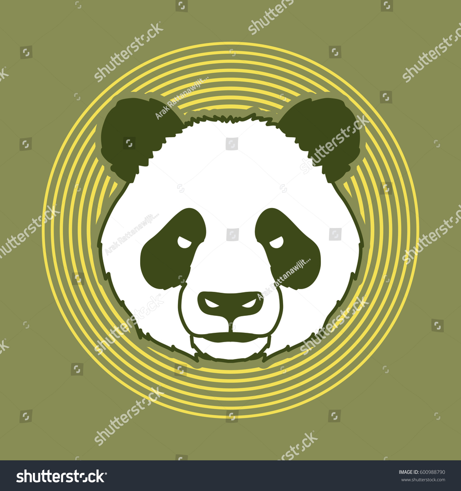 Panda Head Face Front View Designed Stock Vector (Royalty Free ...