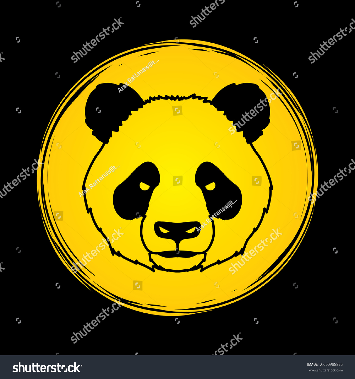 Panda Head Face Front View Designed Stock Vector (Royalty Free) 600988895