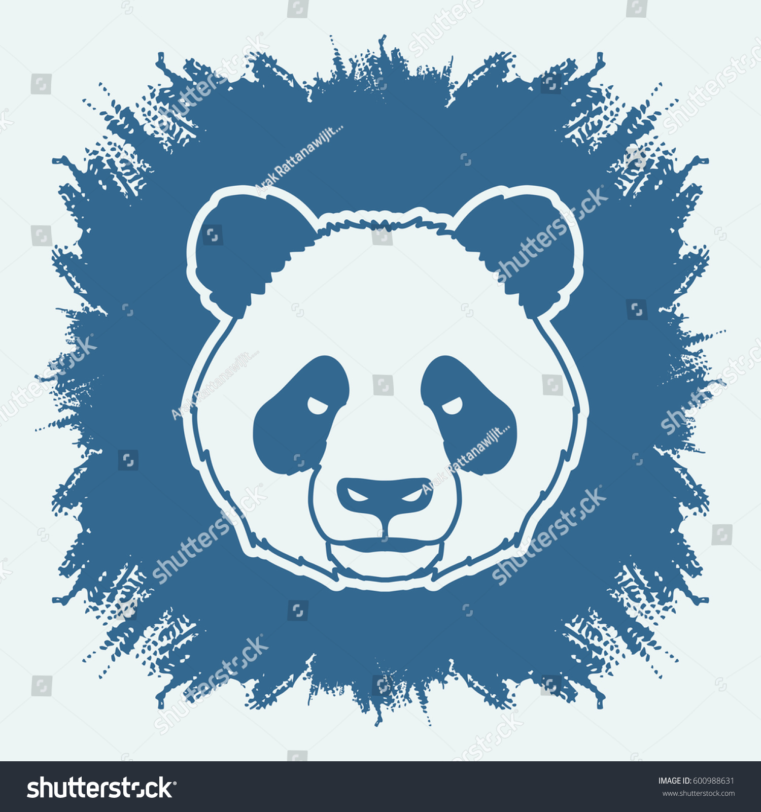 Panda Head Face Front View Designed Stock Vector (Royalty Free ...