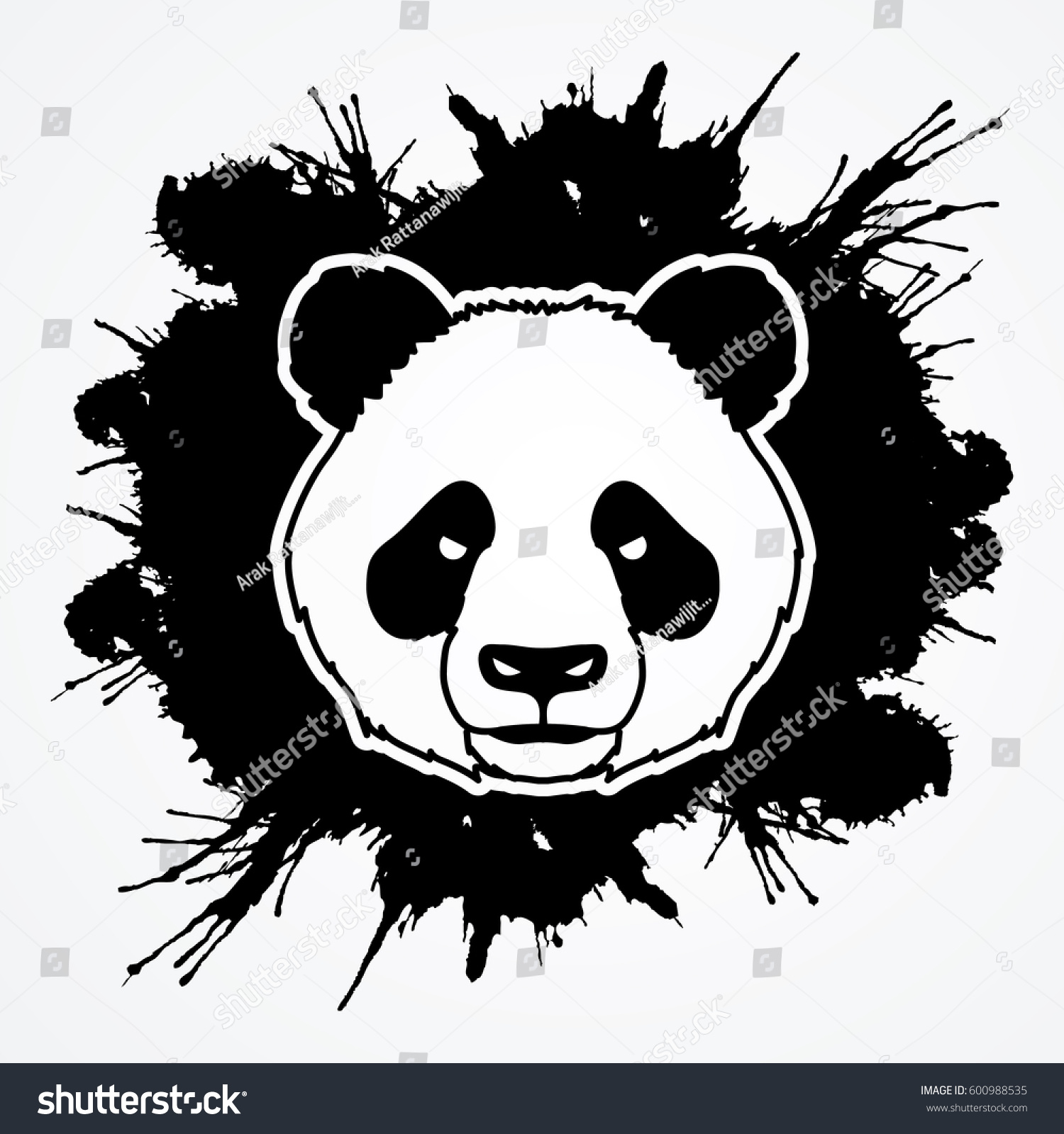 Panda Head Face Front View Designed Stock Vector (Royalty Free) 600988535
