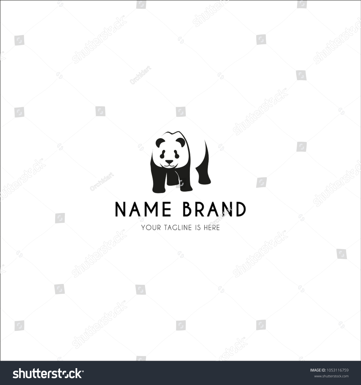 Panda Logo Negative Space Template Stock Vector (Royalty Free ...