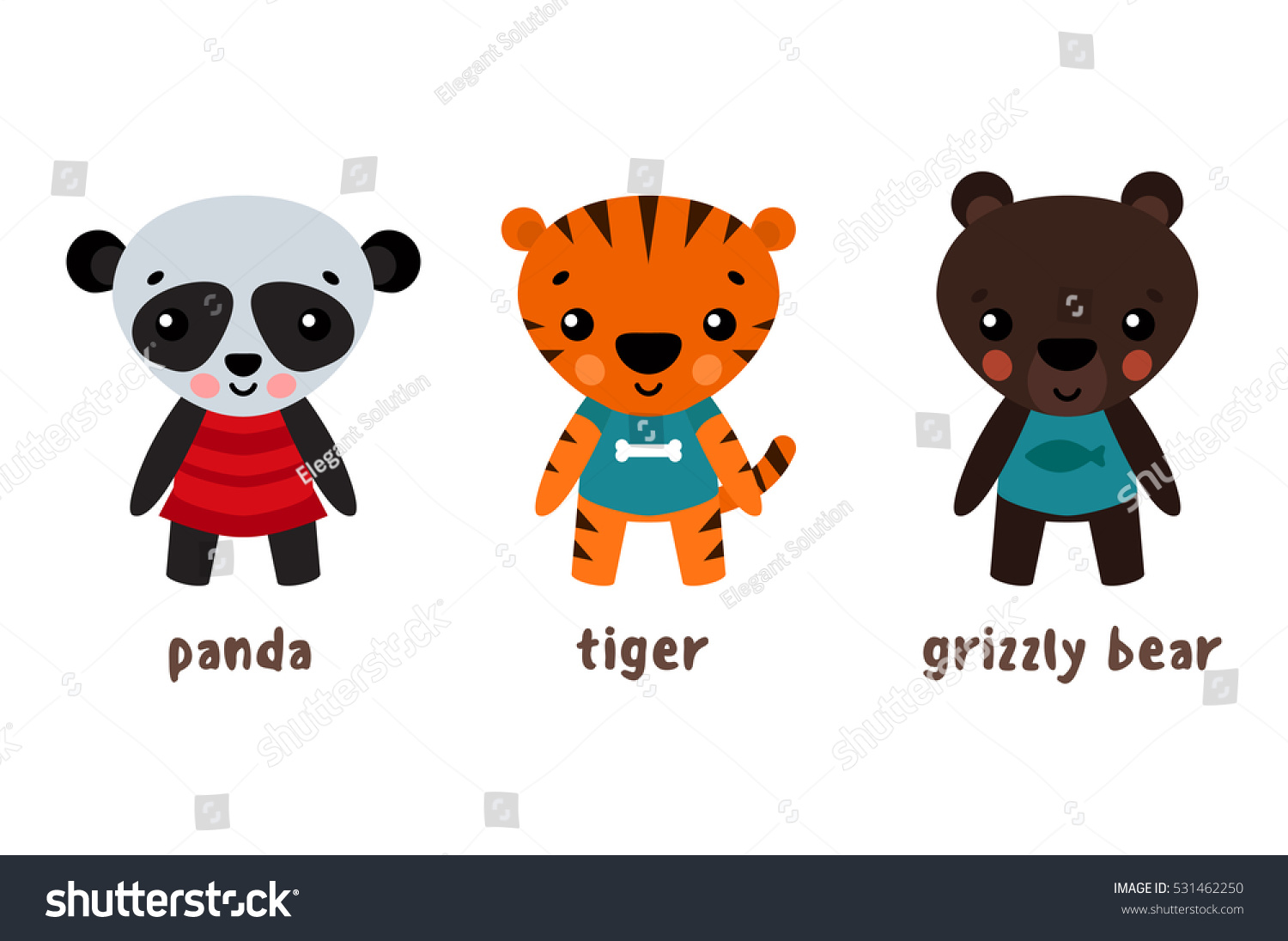 Panda Koala Grizzly Bear Tiger Cartoon 库存矢量图（免版税）531462250 | Shutterstock