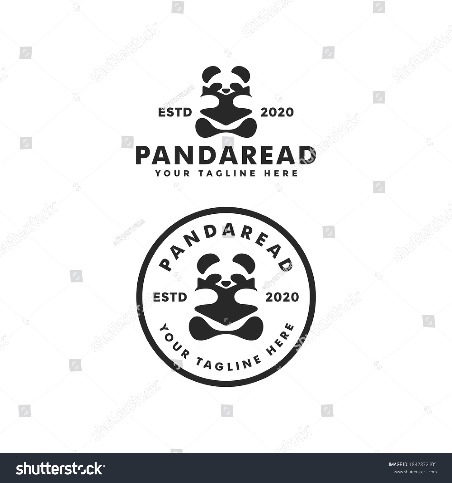 Panda Reading Logo Design Circle Stock Vector (Royalty Free) 1842872605 ...
