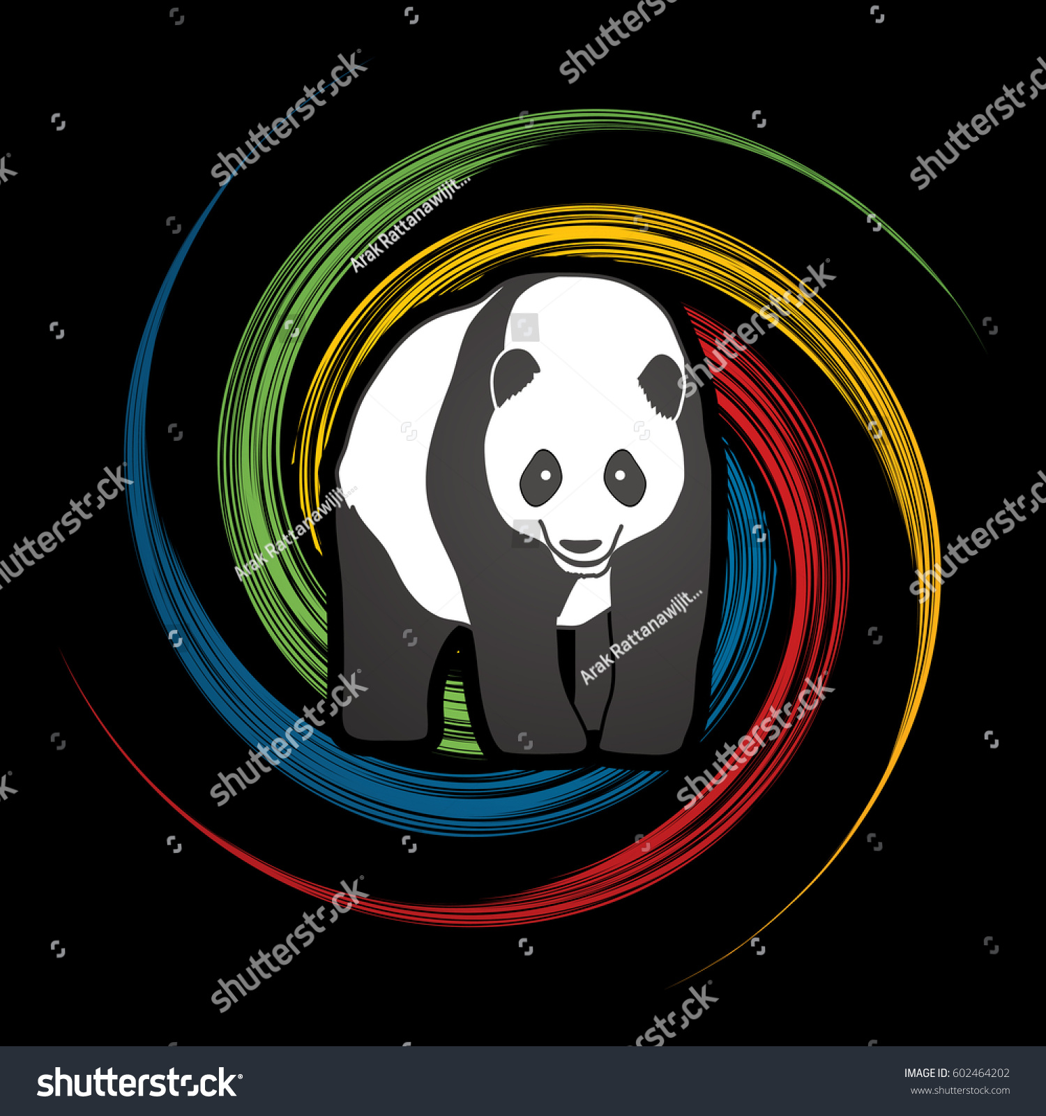 Panda Standing Designed On Spin Wheel: vector de stock (libre de ...