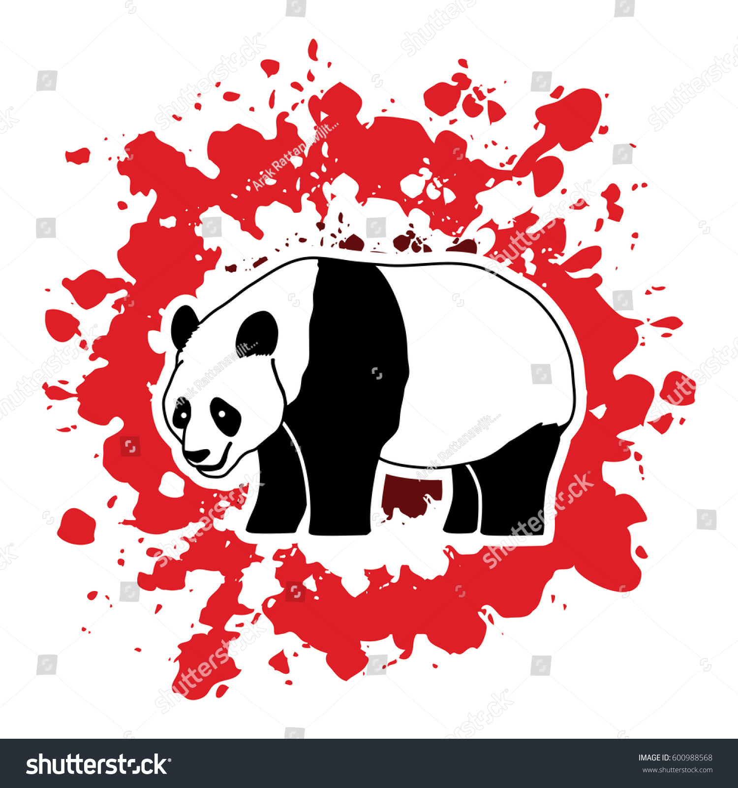 Vektor Stok Panda Standing Side View Designed On (Tanpa Royalti ...