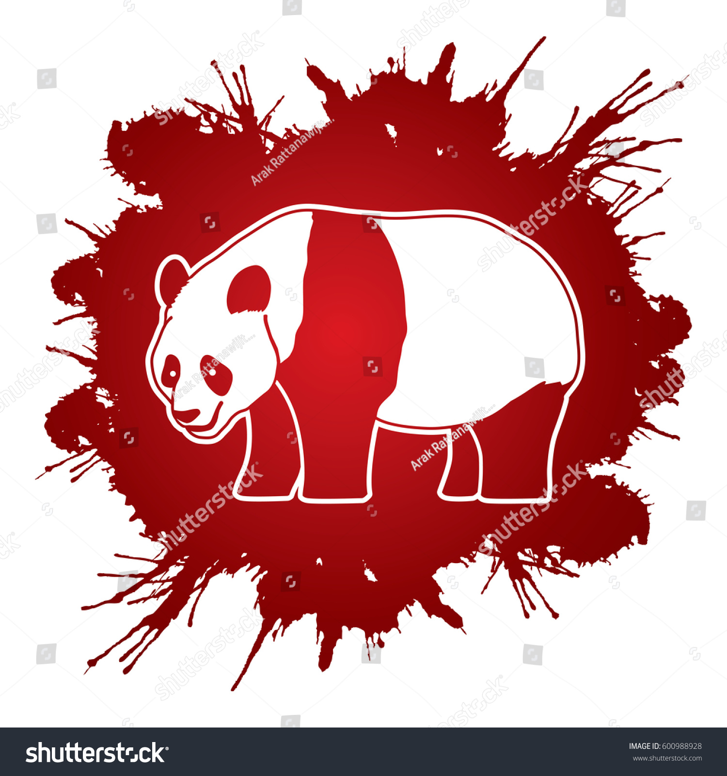 Panda Standing Side View Designed On Stock Vector (Royalty Free ...